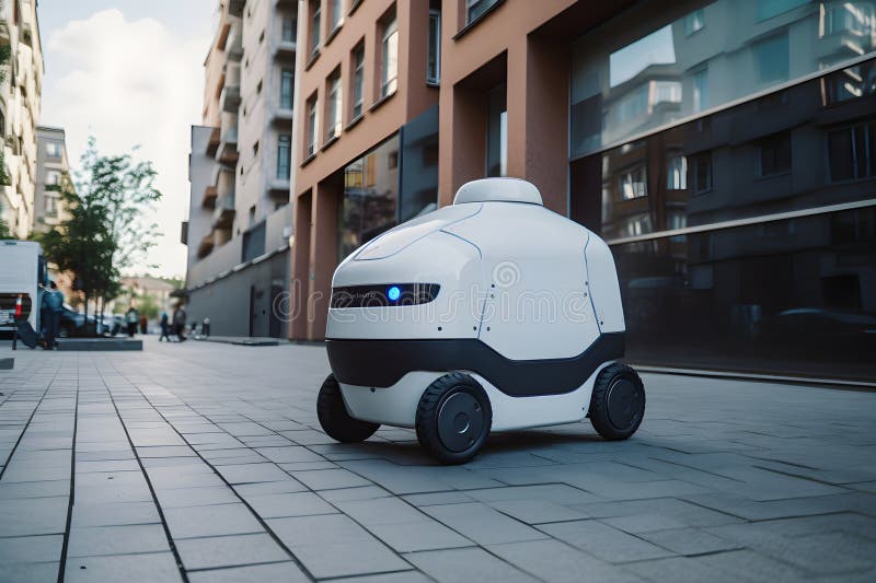 Robot Delivery in the City. Generation AI Stock Illustration ...