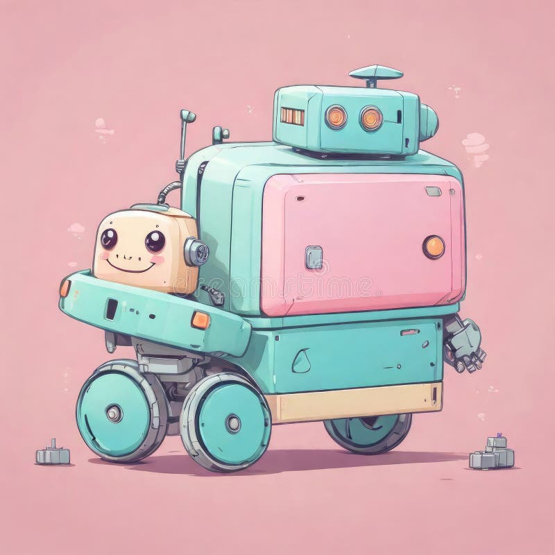 Robot Delivery Colorful Illustration in Cartoon Style Stock Image ...