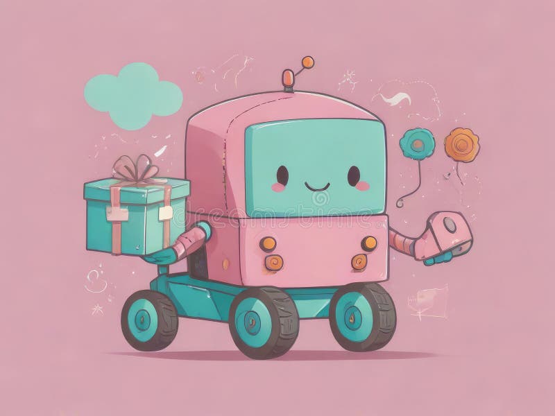 Robot Delivery Colorful Illustration in Cartoon Style Stock Photo ...