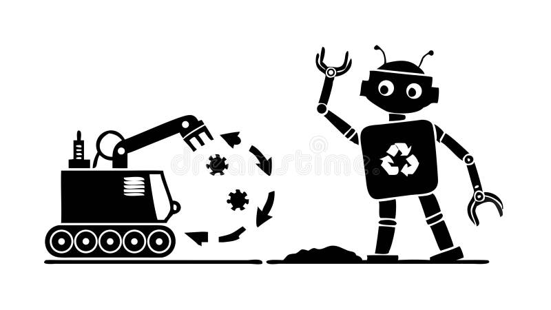 Robot Demolition: Automated Destruction Site Clearance, Vector Design ...