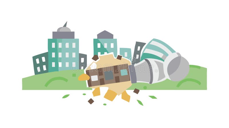 Robot Destroying Buildings, Sci-Fi Disaster, Vector Design Generative ...