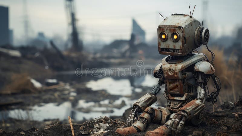 Robot Destruction City Dump Stock Illustration - Illustration of ...