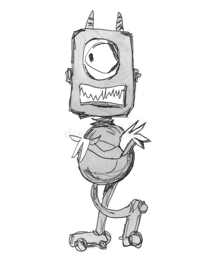 Robot Devil. Comic Cartoon Style. Evil Character with Horns on His Head ...