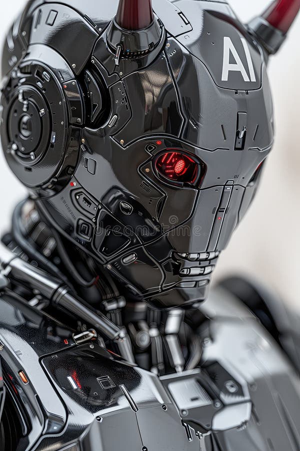 Robot Devil with the Inscription AI on His Head. Stock Image - Image of ...