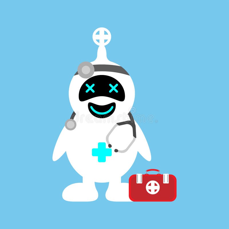 Robot Doctor with a Medical Case. Online Assistant. Vector Illustration ...