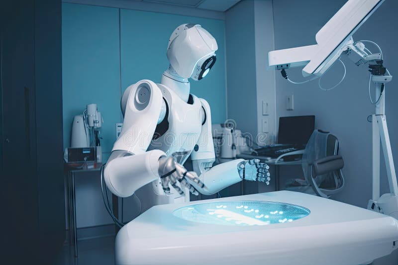 Robot Doctor, Performing Complex Operation on Human Patient Stock ...