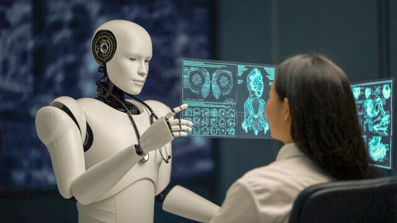 Robot Doctor Talking To Patient Stock Illustration - Illustration of ...