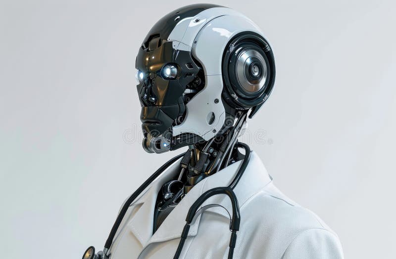 Robot Doctor in White Shirt and Stethoscope Stock Illustration ...