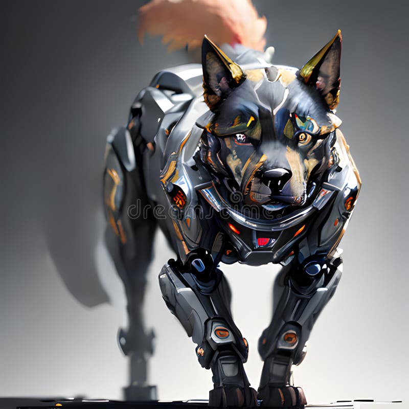 Robot Dog in the Future. Generative AI Stock Illustration ...