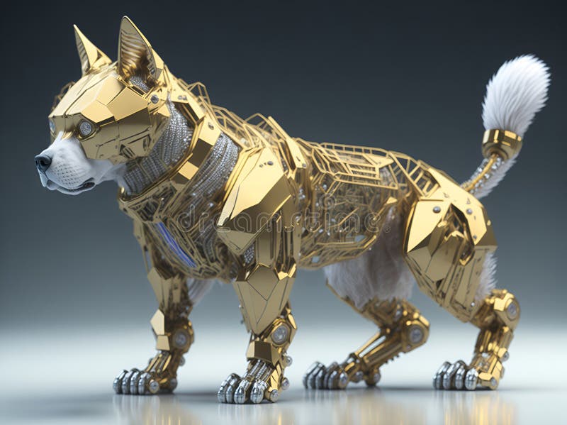 Robot Dog Made of Gold and Diamonds. Stock Illustration - Illustration ...