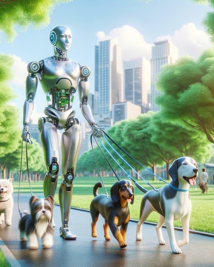 Robot Dog Walker Trainer Futuristic Artificial Intelligence Pets ...