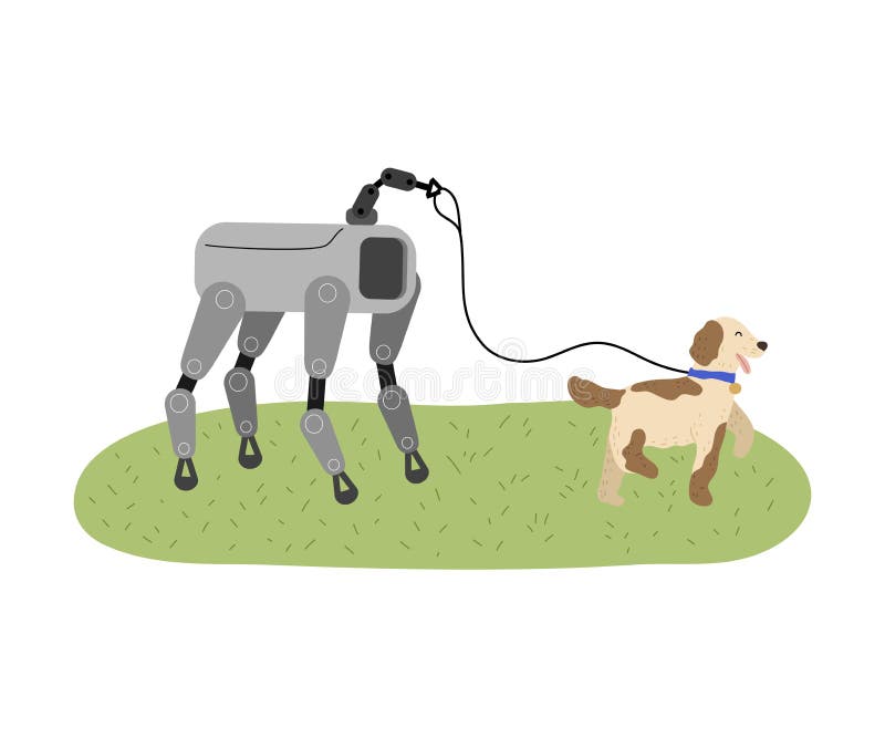 Robot Walking Robot Dog On Leash Stock Illustration - Illustration of ... Robot Walking Robot Dog On Leash Stock Illustration - Illustration of ...