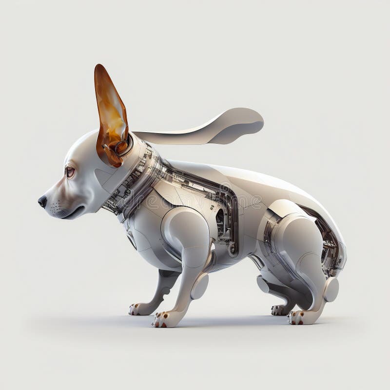 Robot Dog on White Background. Mechanic Pet Stock Illustration ...