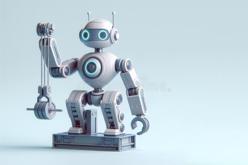 The Robot is Doing Sports while Lifting a Load. Space for Text. Stock ...