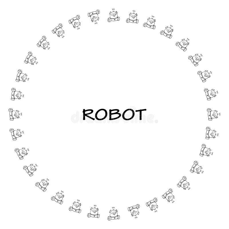 Robot doodle frame. stock vector. Illustration of doodle - 85263455