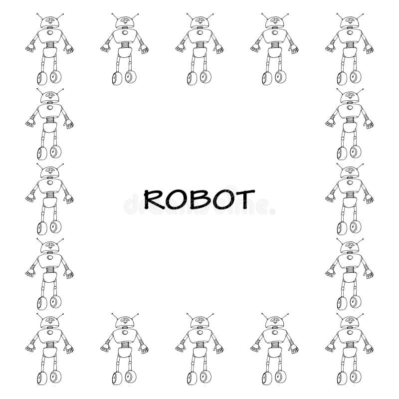 Robot doodle frame. stock vector. Illustration of outline - 84642387