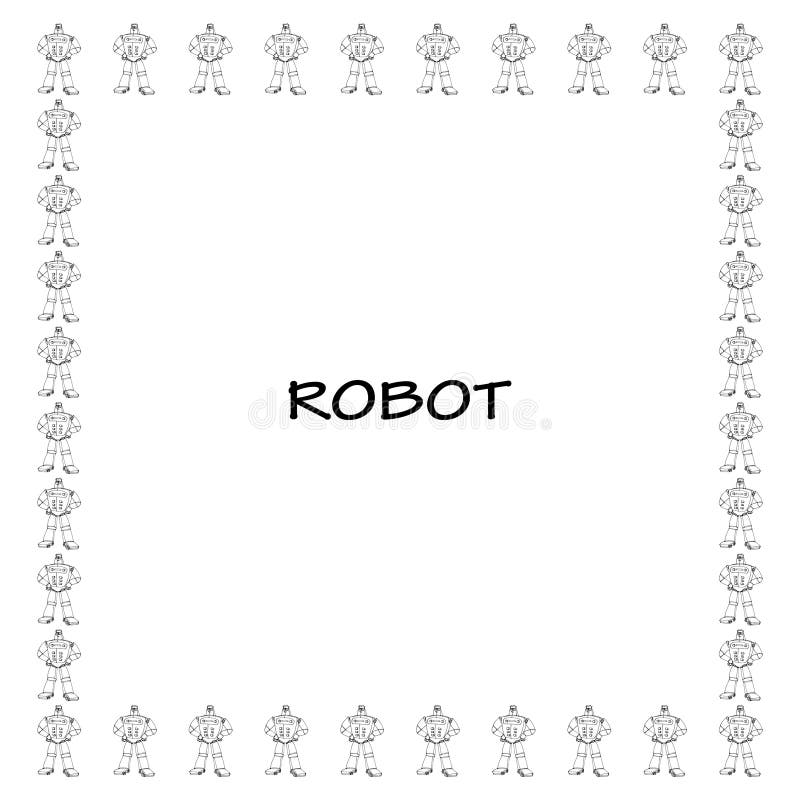 Robot doodle frame. stock vector. Illustration of border - 84637953