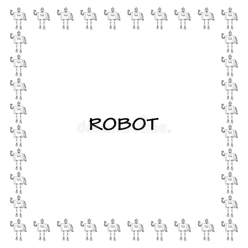 Robot doodle frame. stock vector. Illustration of design - 85194289