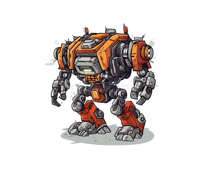 Robot. Doodle Inspired Mecha Cartoon Stock Illustration - Illustration ...