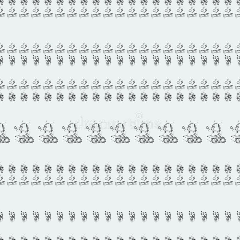Robot doodles pattern. stock vector. Illustration of future - 91455656
