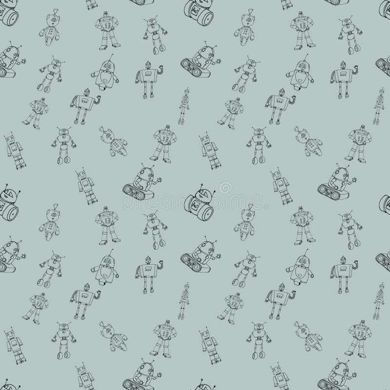 Robot doodles pattern. stock vector. Illustration of future - 84494957