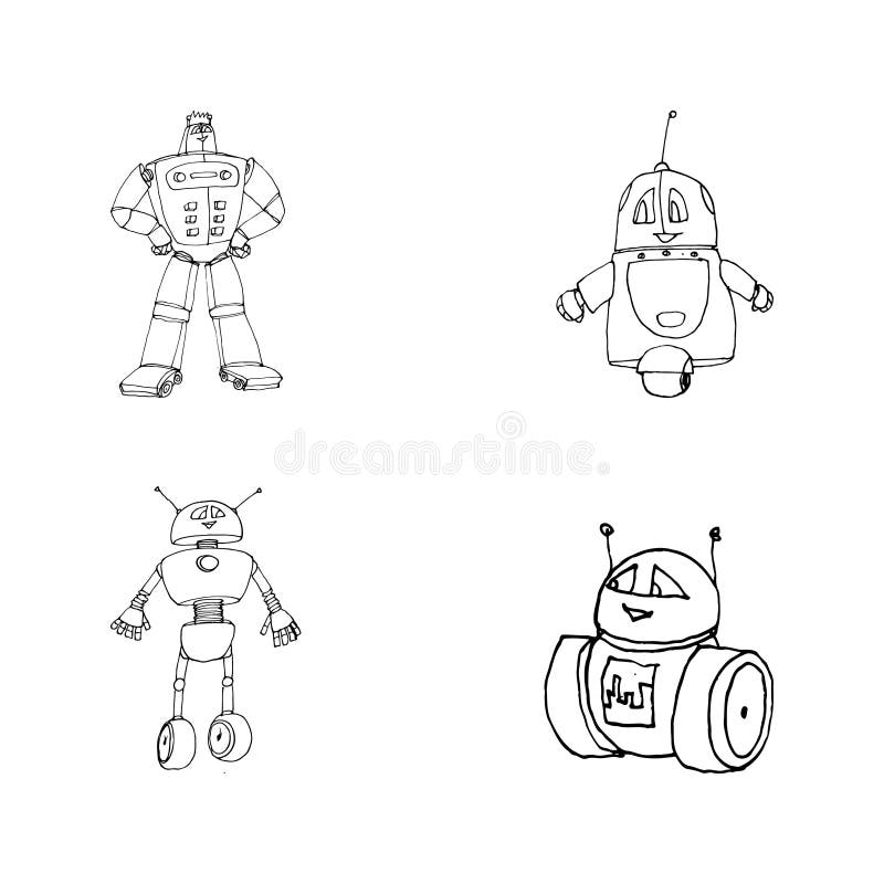 Robot doodles stock vector. Illustration of computer - 20208410