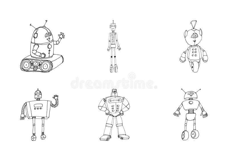 Robot doodles stock vector. Illustration of computer - 20208410