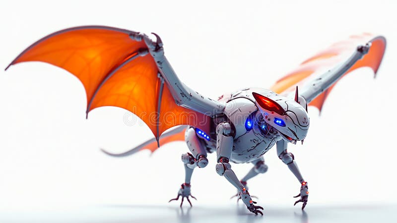 A Robot Dragon Features Intricate White and Silver Mechanical Details ...