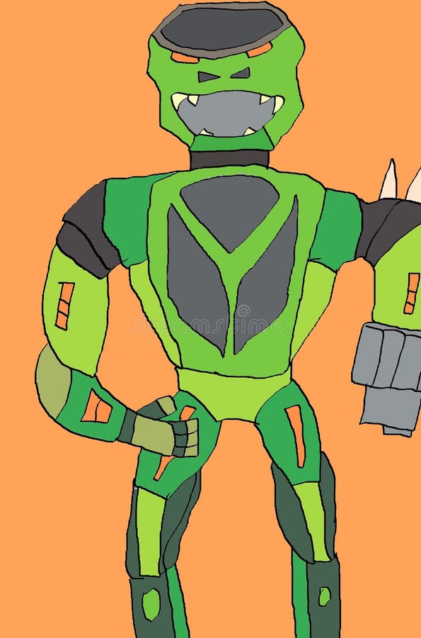 Dragon robot with pulmet stock illustration. Illustration of drawing ...