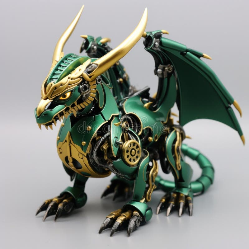 Robot Dragon Made of Gold with Green Enamel, Symbol of the Year Stock ...