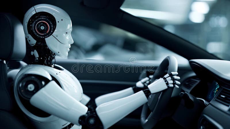 Robot Drive a Car ,Autonomous Vehicle Concept Stock Video - Video of ...