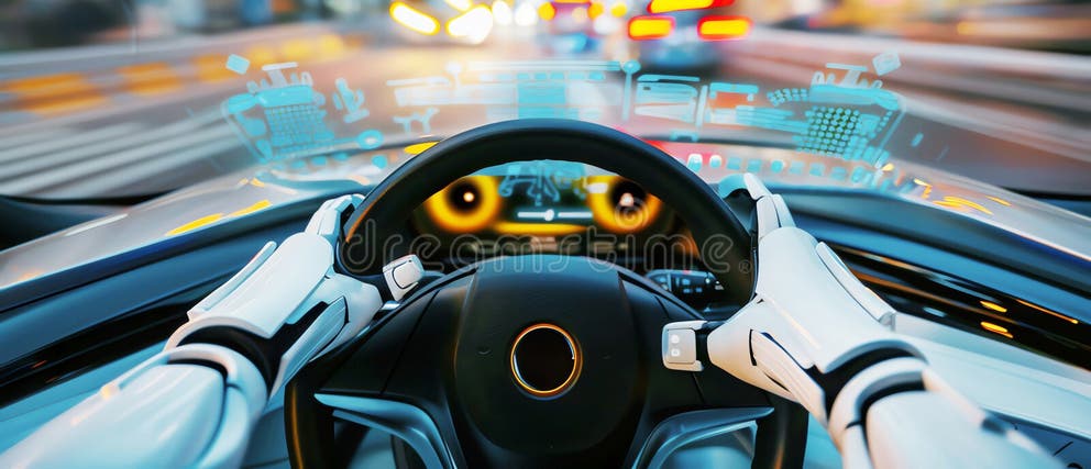 Robot driver, AI generated stock illustration. Illustration of concept ...