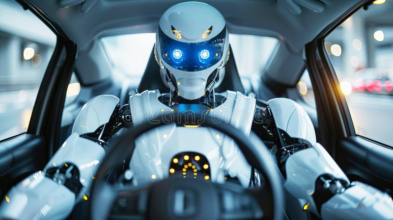 Robot Drives the Car. Future Technologies Stock Image - Image of ...