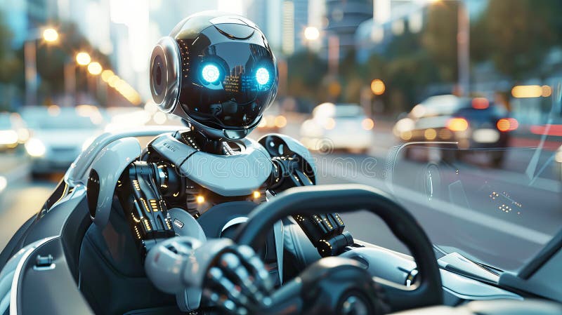Robot Drives the Car. Future Technologies Stock Photo - Image of ...
