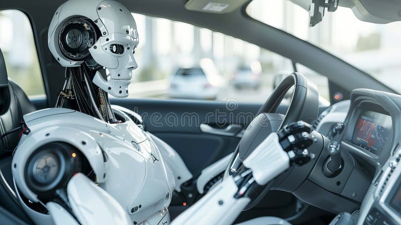 Robot Drives the Car. Future Technologies Stock Image - Image of ...