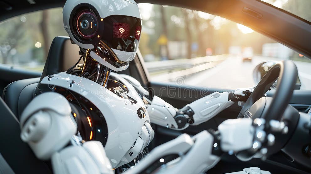 Robot Drives the Car. Future Technologies Stock Photo - Image of system ...