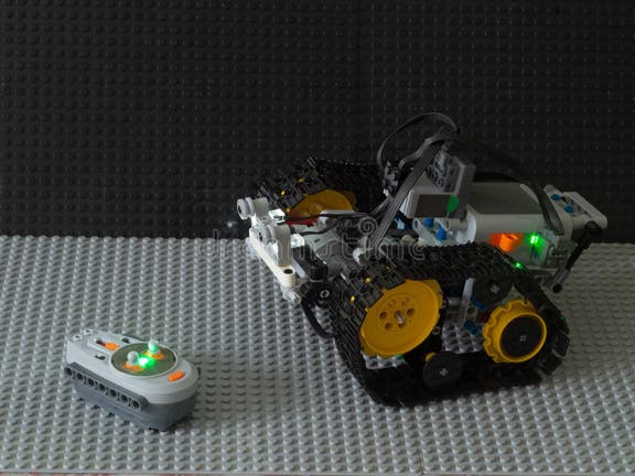 The Robot Drives on the Gray Surface Stock Photo - Image of ...