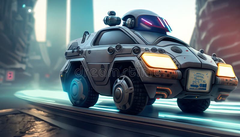 Robot or Ai Driving Autonomous Car , Vector Cartoon Stick Figure ...