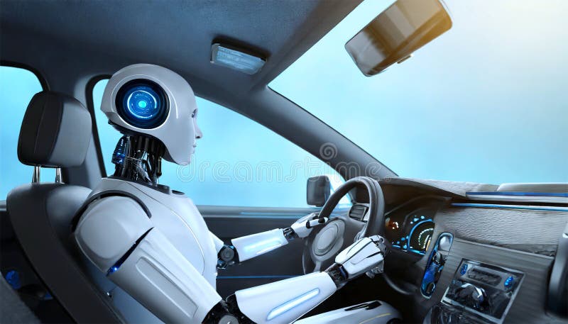 Robot Driving on the Road. AI Generate Stock Illustration ...