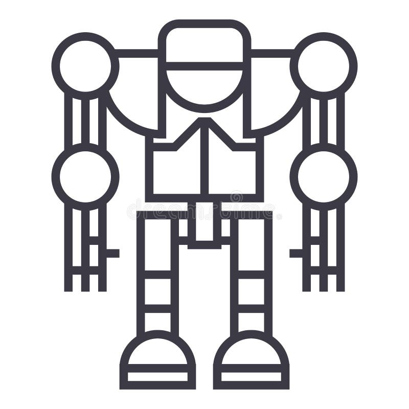 Man Android Robot Line Icon Concept. Man Android Robot Flat Vector ...