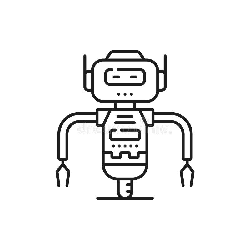 Robot or Droid on Wheel Line and Outline Icon Stock Vector ...
