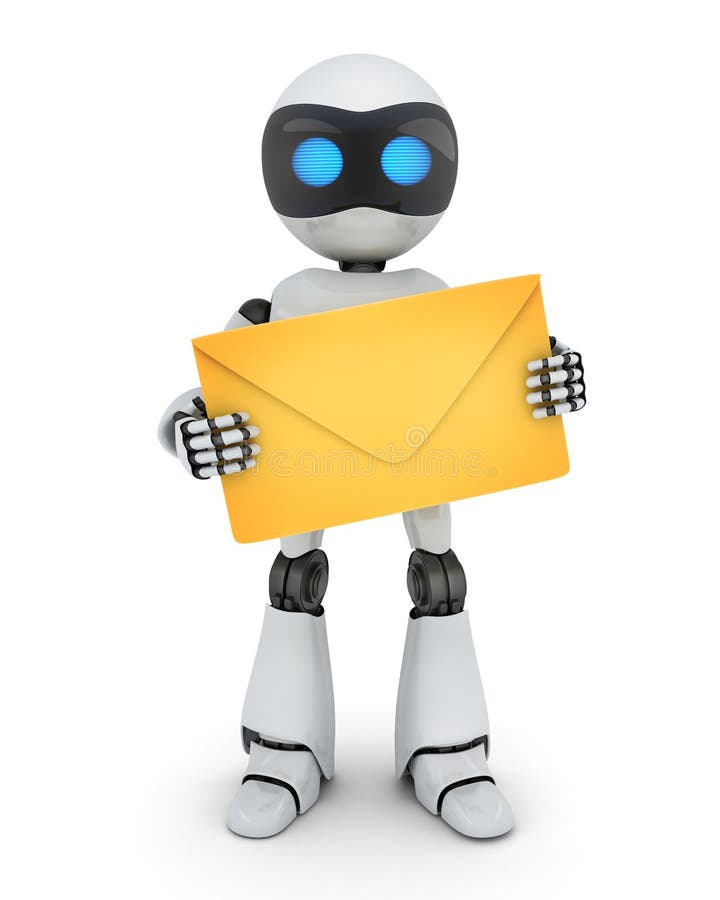 Robot and mail stock illustration. Illustration of mail - 32891499