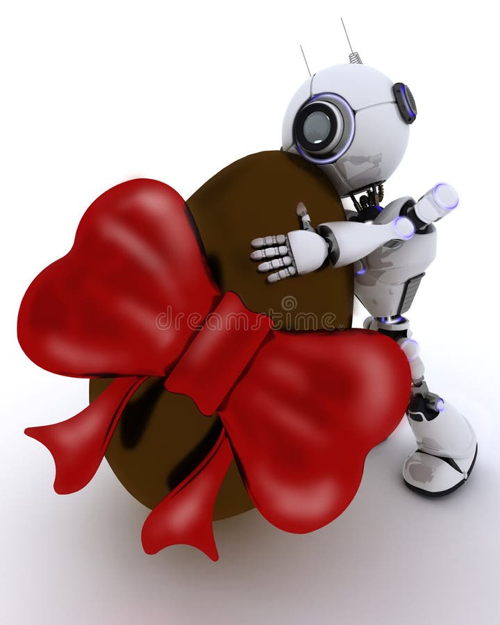 Robot with easter egg stock illustration. Illustration of ribbon - 18518398