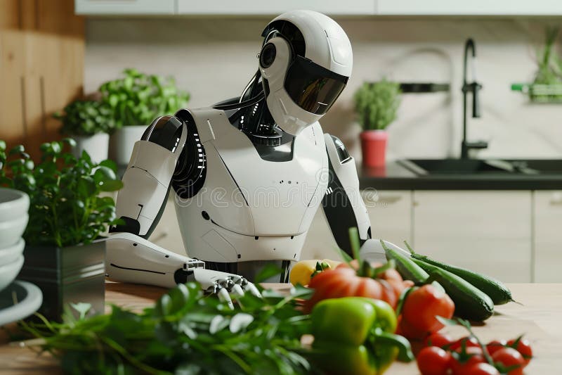 A Robot is Efficiently Slicing and Dicing Vegetables on a Kitchen ...