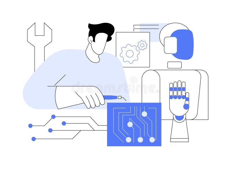 Robot Electronics Assembly Isolated Cartoon Vector Illustrations. Stock ...