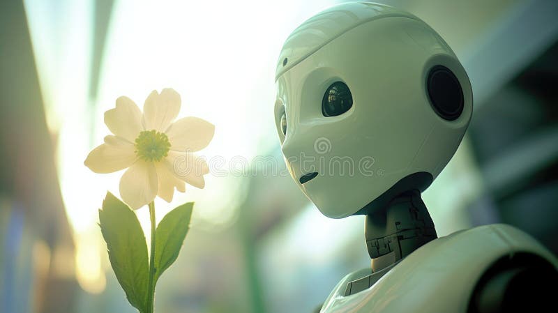 Robot Embracing Nature stock image. Image of robot, humanity - 371332755