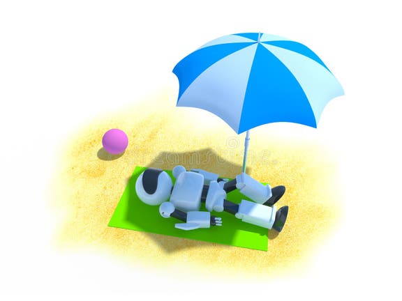 Robot en una playa stock de ilustración. Ilustración de resto - 31454274