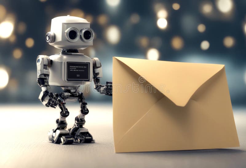 Robot Envelope Running Three-dimensional Man Concept Message Letter ...
