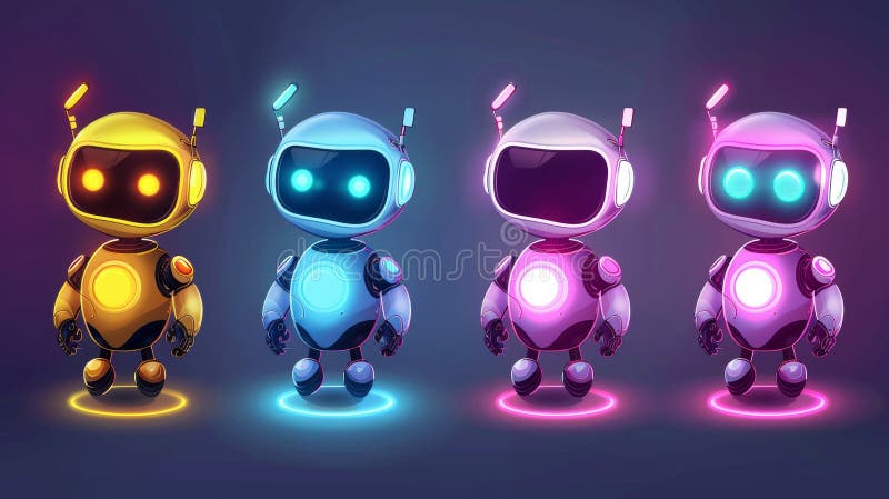 Robot Evolution Cartoon Mascot Modern Set. Modern Computer Bot Design ...