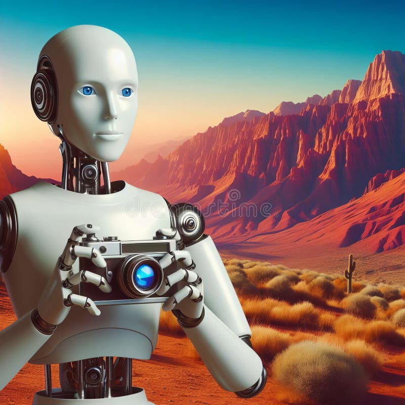 Robot Explorer in Martian Desert Stock Photo - Image of technology ...